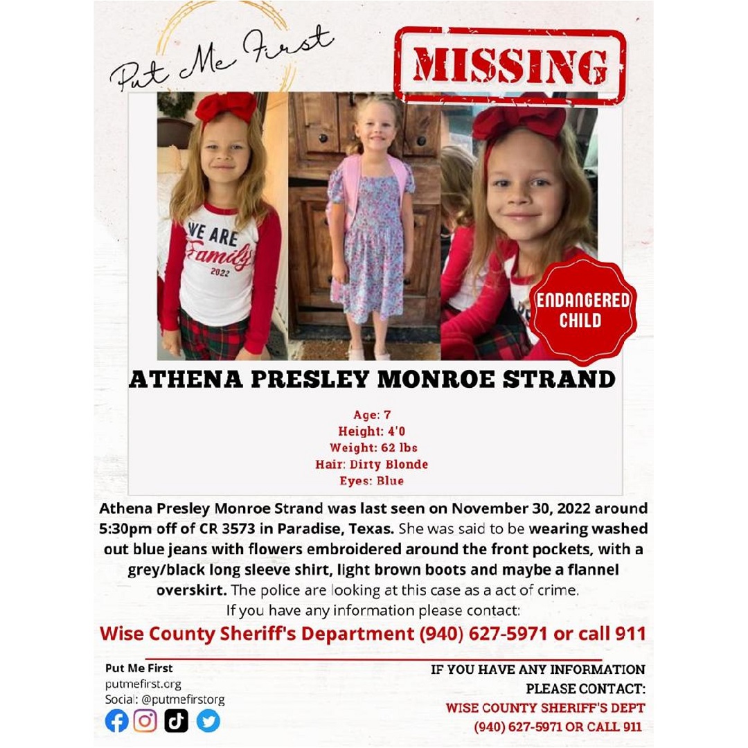 Missing Child Alert: Athena Presley Monroe Strand, Missing Since ...