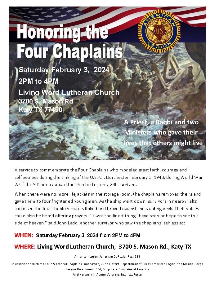 3rd Annual Four Chaplains Honor and Remembrance Ceremony - The Katy News